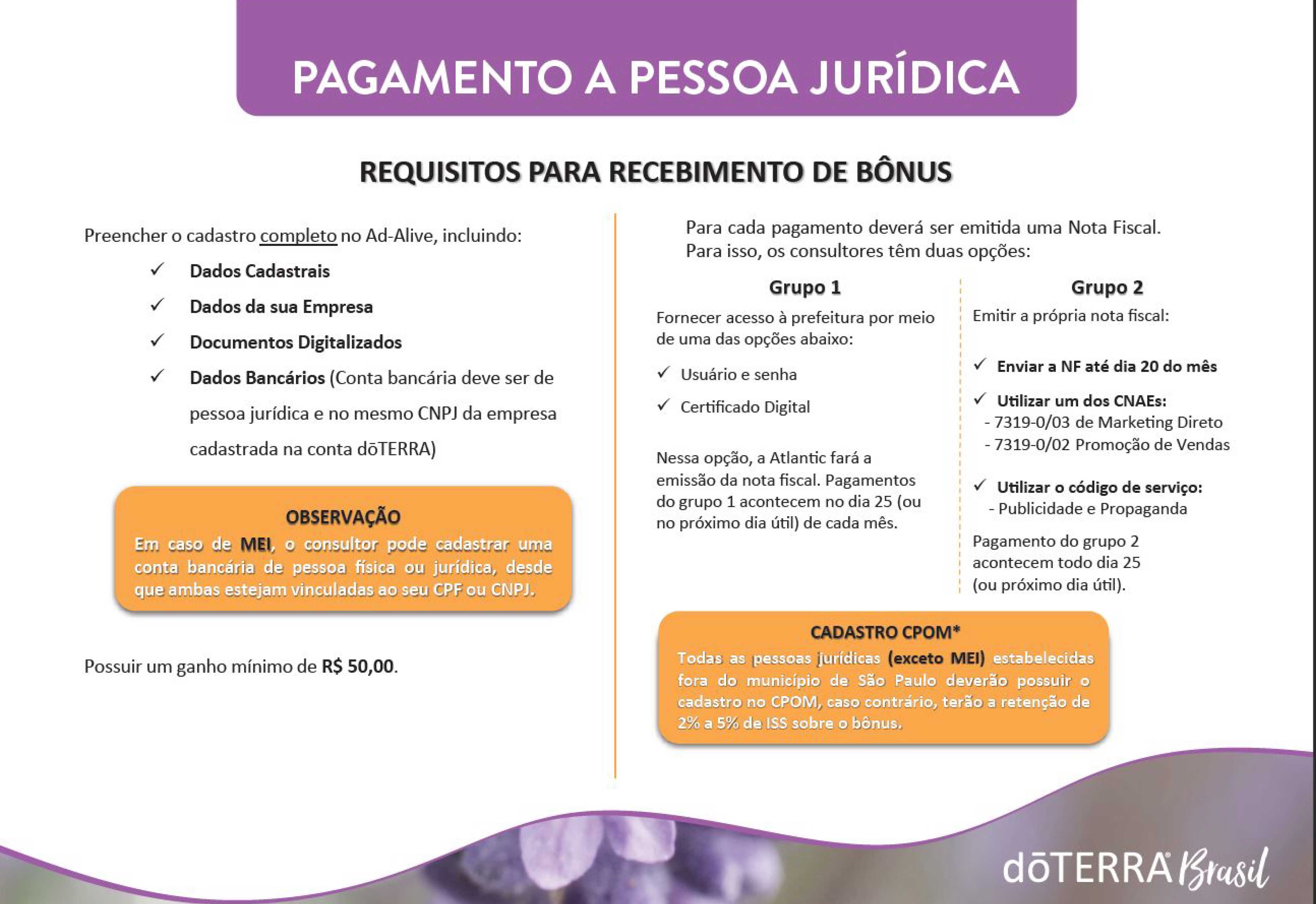 Pagamento de Bônus | doTERRA Óleos Essenciais